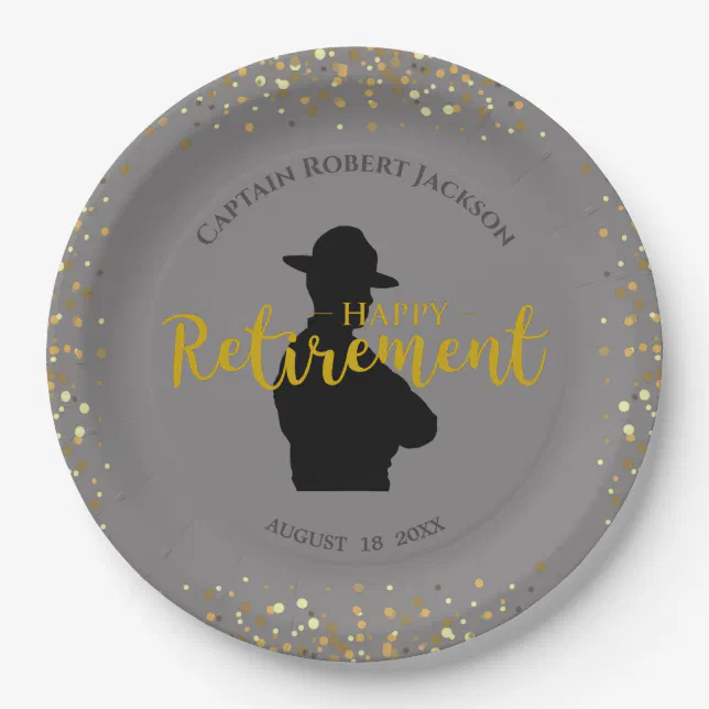 Gray and Black State Trooper Retirement Paper Plates | Zazzle