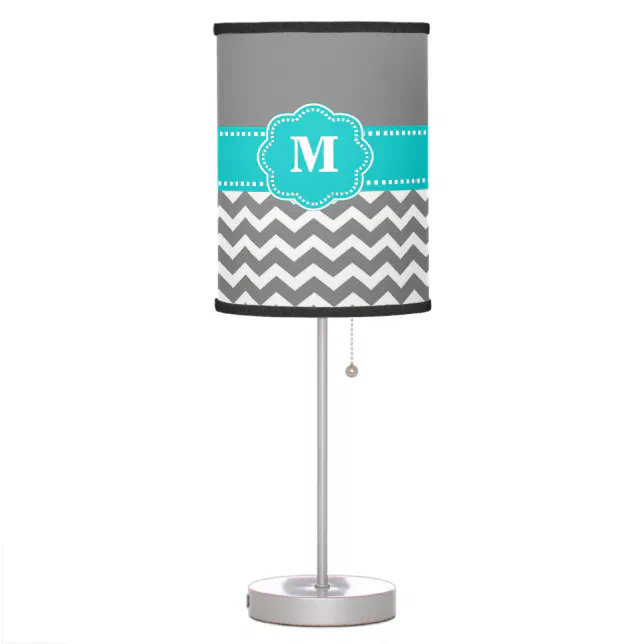 Gray and Blue Chevron Monogram Lamp Shade | Zazzle