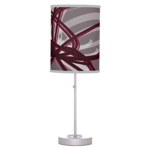 Gray and Burgundy Artistic Abstract Ribbons Table Lamp | Zazzle