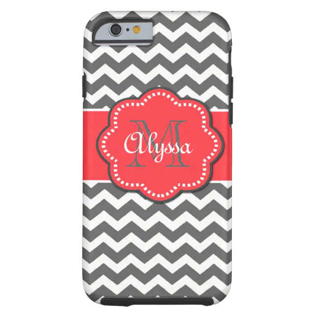 Gray and Coral Chevron Phone Case | Zazzle
