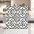 Gray and Cream Geometric Floral Ceramic Tile | Zazzle