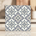 Gray and Cream Geometric Floral Ceramic Tile | Zazzle