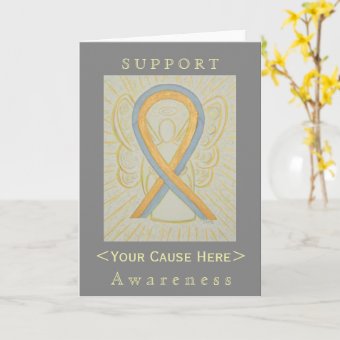 Gray and Gold Awareness Ribbon Customized Card | Zazzle