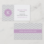 Gray and Lilac Purple Chevron Custom Monogram Business Card | Zazzle