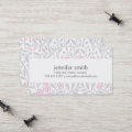Gray and Pink Floral Damask Pattern Calling Card | Zazzle