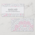 Gray and Pink Floral Damask Pattern Calling Card | Zazzle