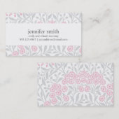 Gray and Pink Floral Damask Pattern Calling Card | Zazzle
