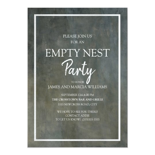 Gray and Silver Textured-Look Empty Nest Party Invitation | Zazzle.com