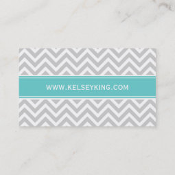 Gray and Turquoise Chevron Custom Monogram Business Card | Zazzle