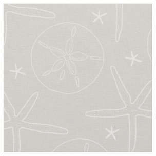 Teal, White Sand Dollar and Starfish Shells Beachy Fabric | Zazzle