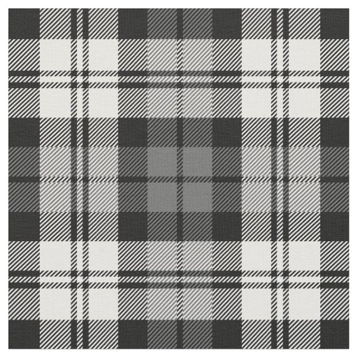 Gray and White Black Watch Tartan Plaid Fabric | Zazzle