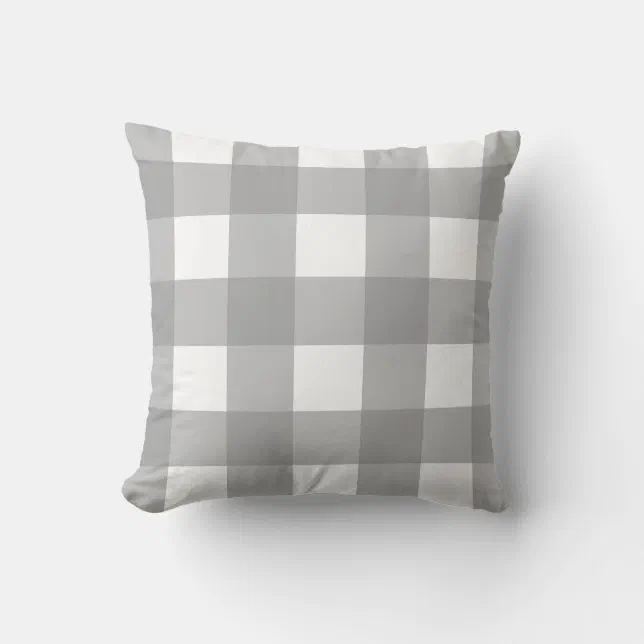 Gray and White Buffalo Check Accent Pillow | Zazzle