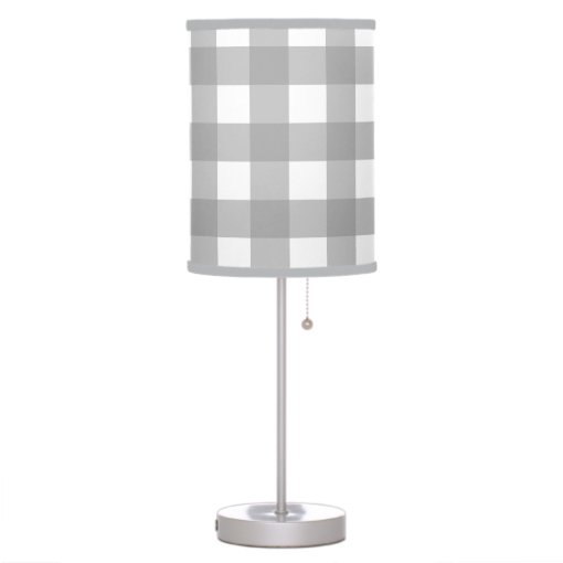 Gray and White Buffalo Check Table Lamp | Zazzle