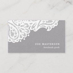 Gray and White Lace Business Card | Zazzle