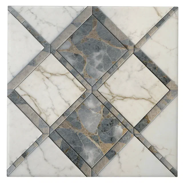 Gray and White Marble Repeatable Ceramic Tile | Zazzle