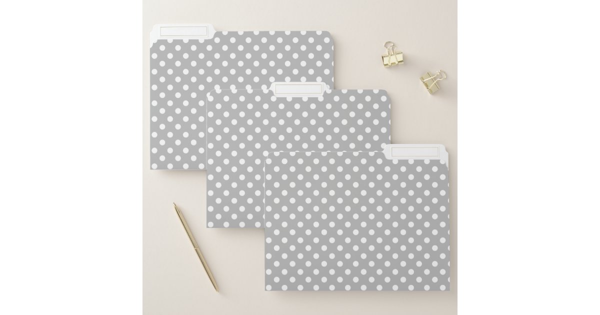 Gray and White Polka Dot File Folder | Zazzle