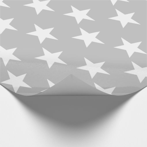 Gray and White Star Gift Wrapping Paper | Zazzle