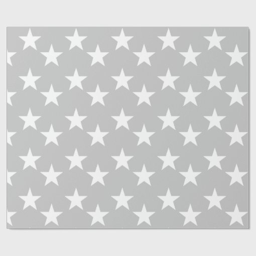 Gray and White Star Gift Wrapping Paper | Zazzle