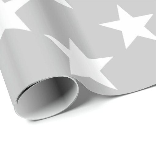 Gray and White Star Gift Wrapping Paper | Zazzle