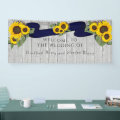 Gray Barn Wood Navy Blue Sunflower Rustic Wedding Banner | Zazzle