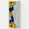 Gray Barn Wood Navy Blue Sunflower Rustic Wedding Banner | Zazzle