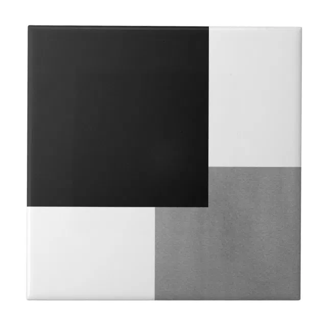 Gray Black and White Geometric Block Ceramic Tile | Zazzle