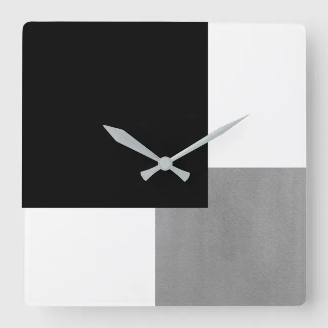 Gray Black and White Geometric Square Wall Clock | Zazzle