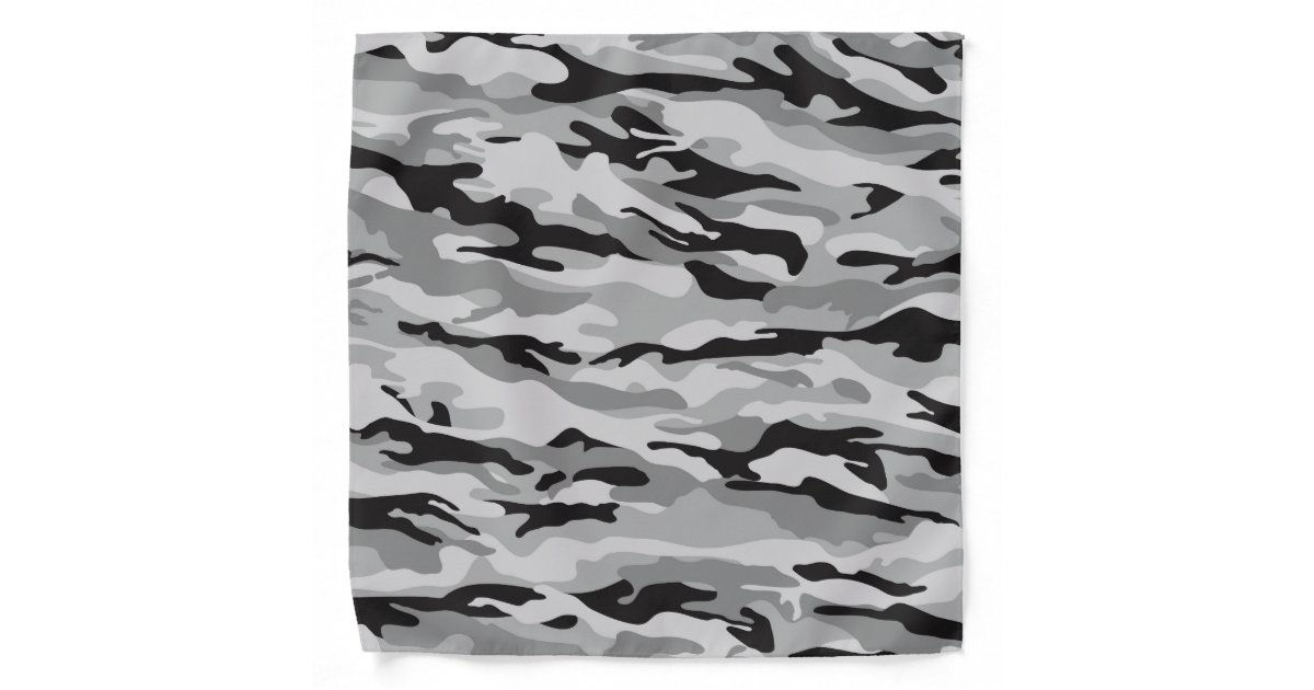 Gray & Black Camo Pattern Bandana | Zazzle