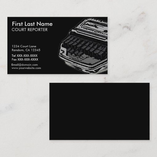 Gray black court reporter custom business cards | Zazzle