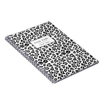 Gray Black Leopard Animal Print Pattern Notebook | Zazzle