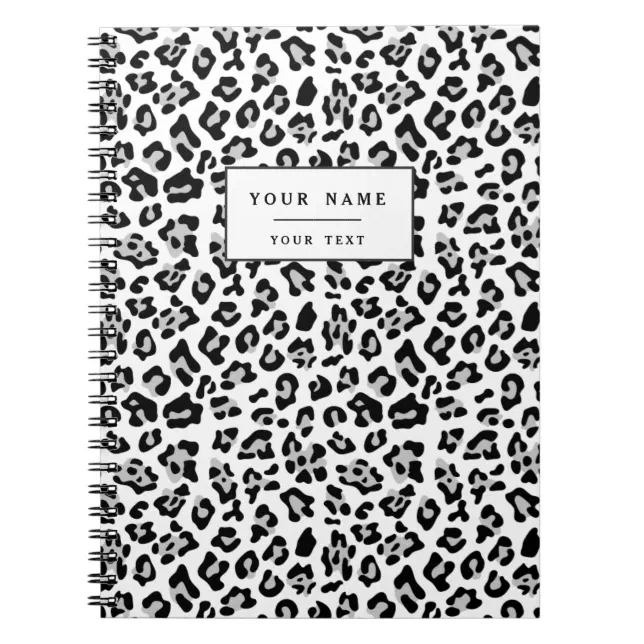 Gray Black Leopard Animal Print Pattern Notebook | Zazzle