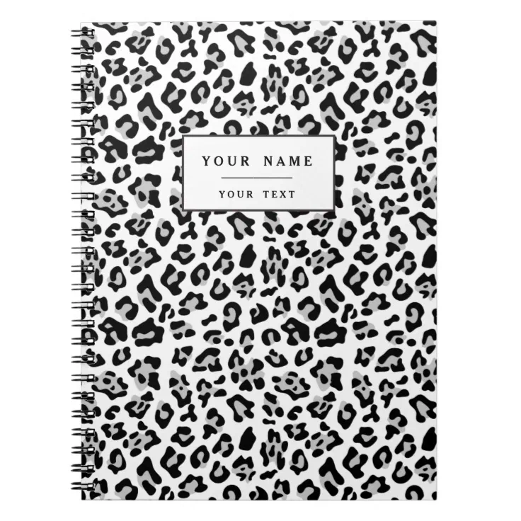 Gray Black Leopard Animal Print Pattern Notebook | Zazzle