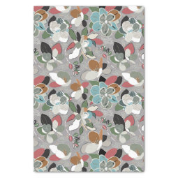 Gray Black Red Floral Winter Magnolia Tissue Paper | Zazzle