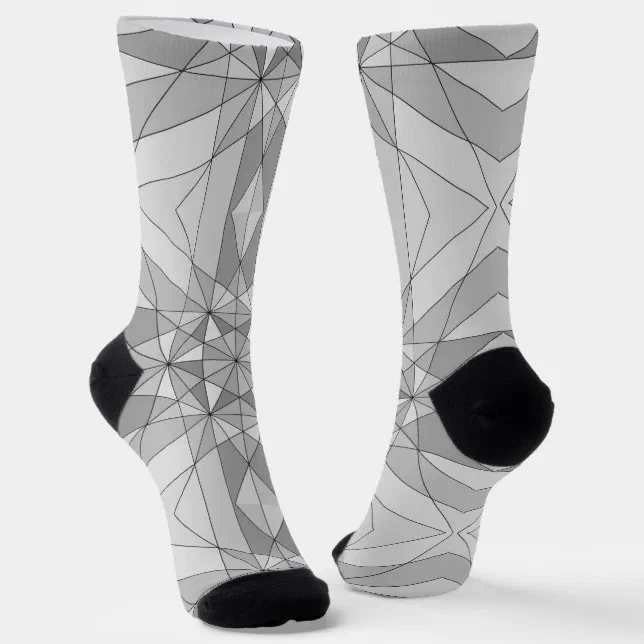 Gray black white Mosaic Triangle retro Pattern Socks | Zazzle