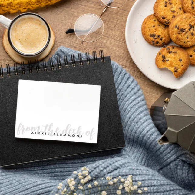 Gray Bold Calligraphy Script From the Desk of Note Card | Zazzle