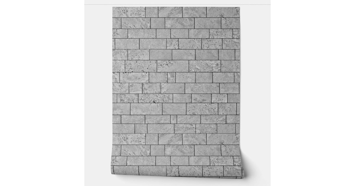 Gray brick tile pattern wallpaper | Zazzle