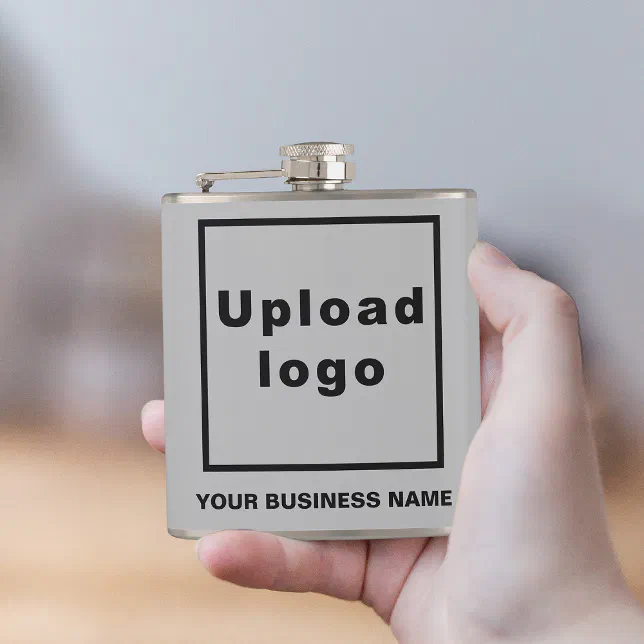 Gray Business Brand on Vinyl Wrapped Flask | Zazzle