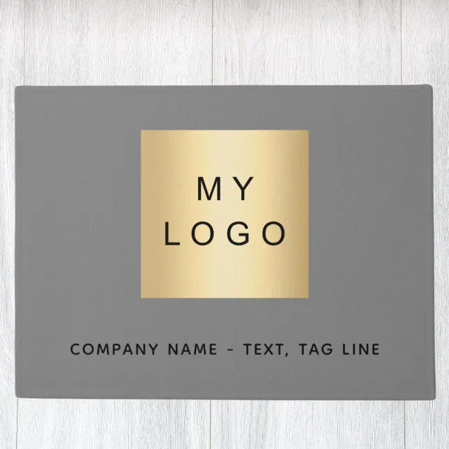 Gray business logo doormat | Zazzle