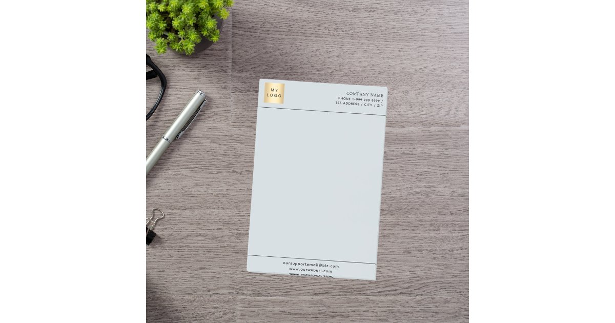 Gray business logo letterhead post-it notes | Zazzle