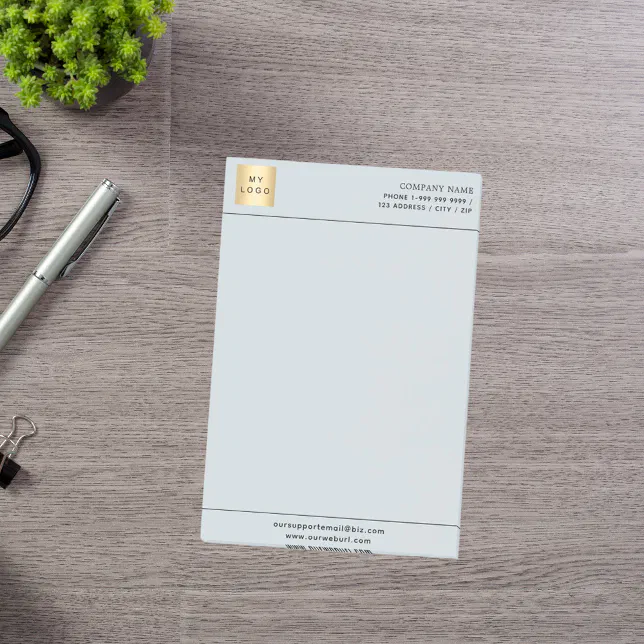 Gray business logo letterhead post-it notes | Zazzle