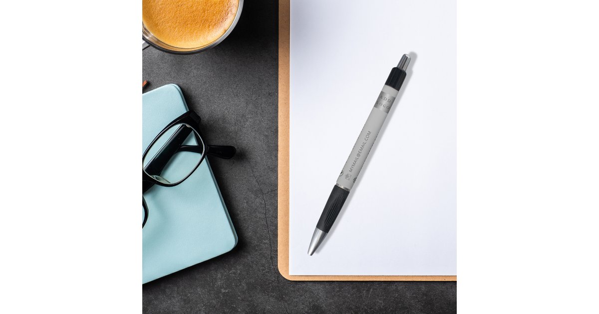 Gray business logo name phone mail website pen | Zazzle