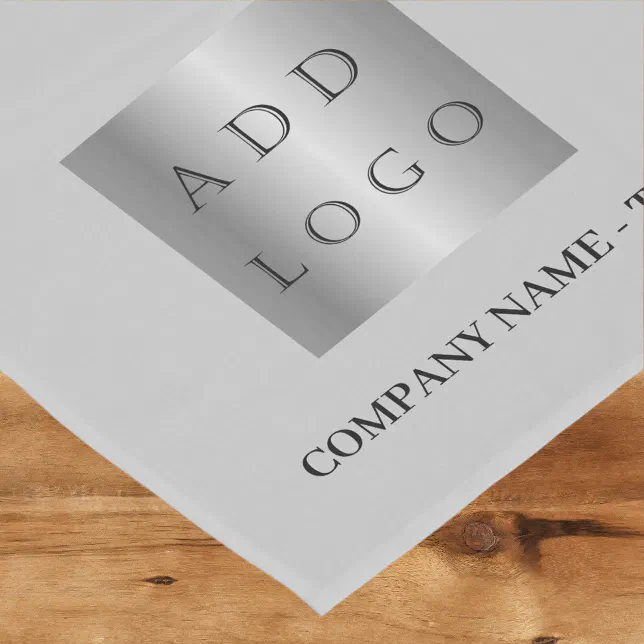 Gray business logo text short table runner | Zazzle