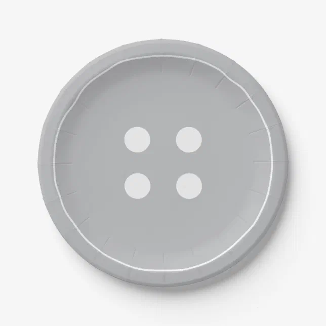 Gray Button Paper Plates | Zazzle