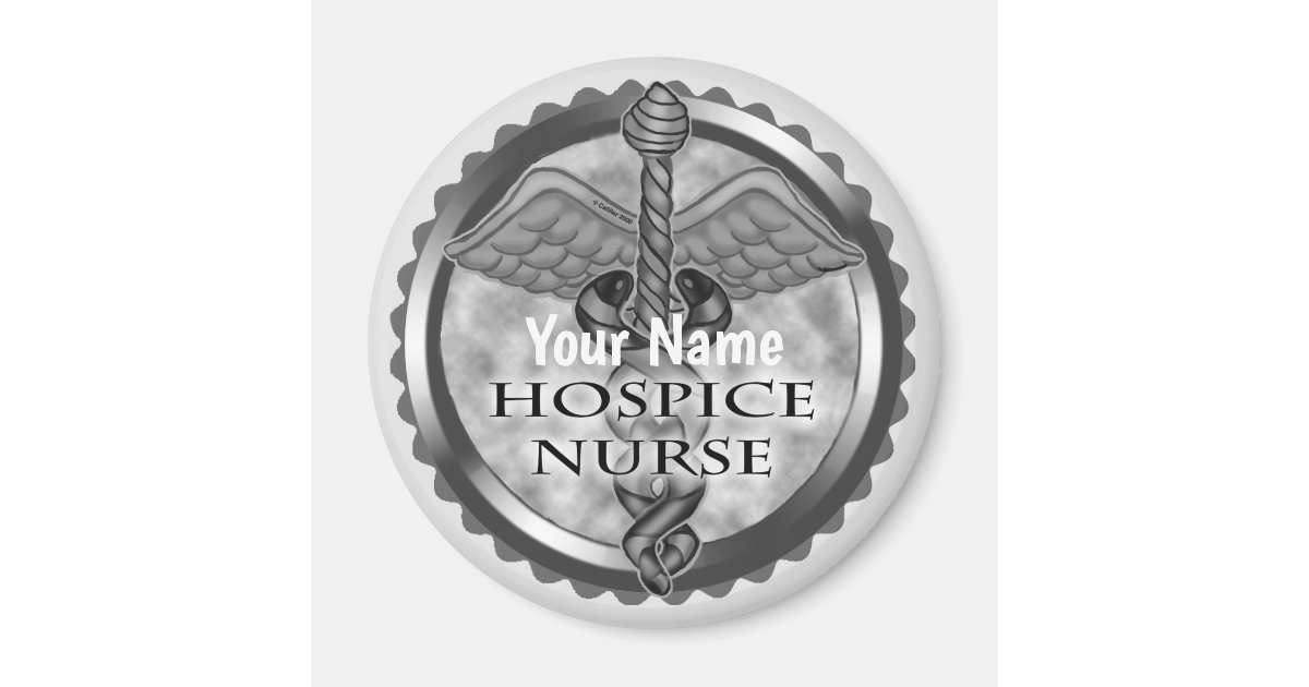 Gray caduceus Hospice Nurse Magnet | Zazzle