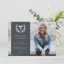 Gray Caduceus Medical School Graduation Photo Announcement | Zazzle