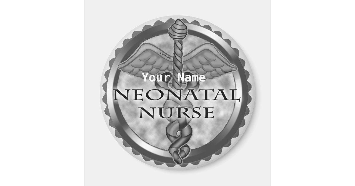 Gray caduceus Neonatal Nurse Magnet | Zazzle