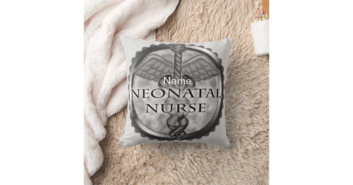Gray caduceus Neonatal Nurse Throw Pillow | Zazzle