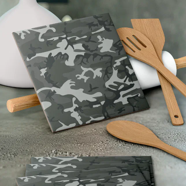 Gray Camouflage Pattern, Military Pattern, Army Ceramic Tile | Zazzle