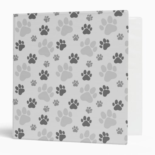 Gray Cat Paw Print Pattern 3 Ring Binder | Zazzle