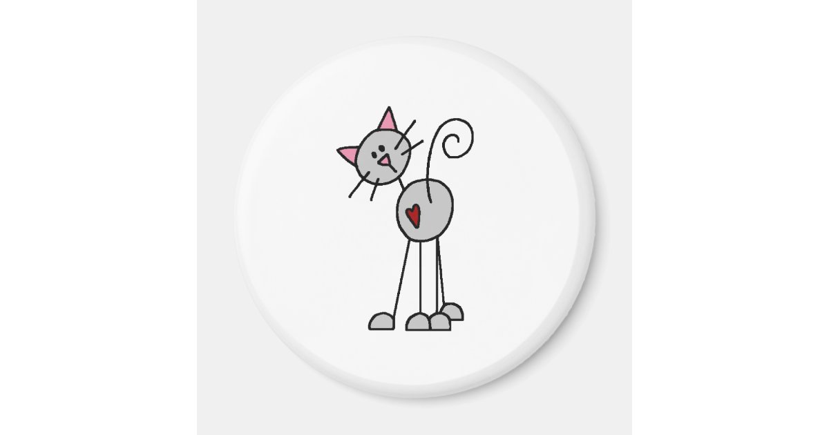 Gray Cat Stick Figure Magnet | Zazzle
